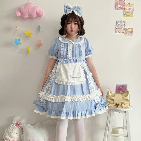 Plus Size Women Soft Girl Lolita Nurse Pink Blue Purple Black Puff Sle ...