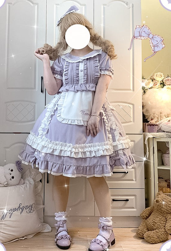 Plus Size Women Soft Girl Lolita Nurse Pink Blue Purple Black Puff Sle ...