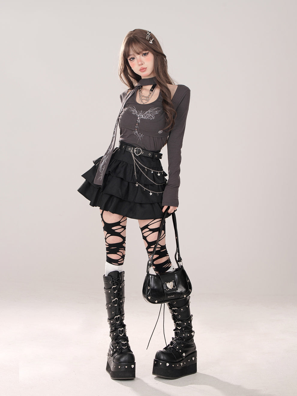 Young Eyes Two Faced Yandere Purple Gray Top – Sugarplum Store