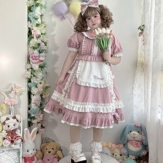 Plus Size Women Soft Girl Lolita Nurse Pink Blue Purple Black Puff Sle ...