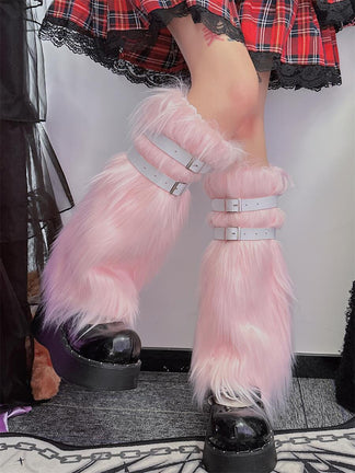 Y2K Punk Harajuku Fuzzy Leg Garter Belt Leg Warmer – Sugarplum Store