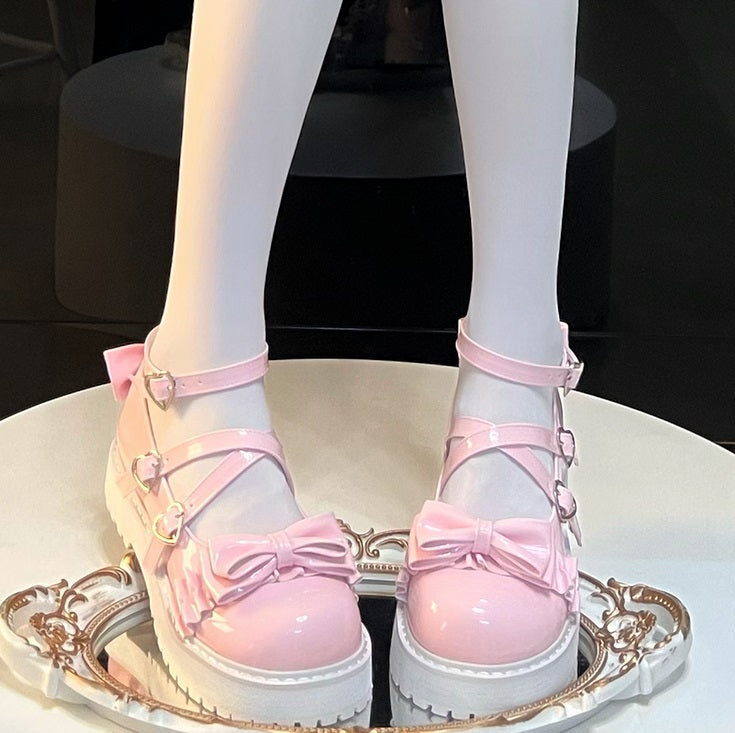 Meow Meow Heart Sweetheart Bubble Pink Black White Mary Jane Shoes ...