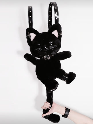 Black Cat Kitten Doll Plush Backpack Shoulder Bag – Sugarplum Store