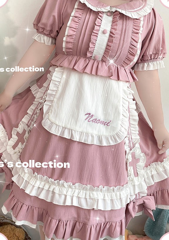 Plus Size Women Soft Girl Lolita Nurse Pink Blue Purple Black Puff Sle ...